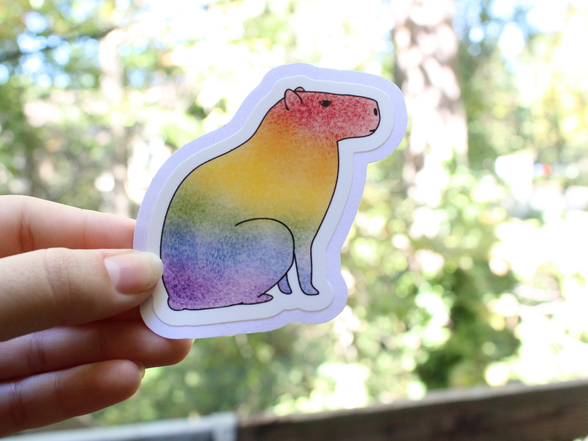 Rainbow Capybara Stickers, LGBTQ stickers, Easy Peel, Laminated Vinyl ...